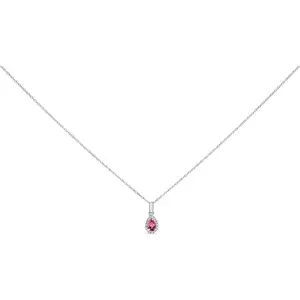 HAUS OF BRILLIANCE 10k White Gold Gemstone And Diamond Pendant Necklace - Pink Tourmaline | White